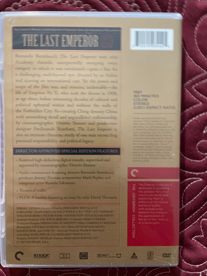 THE LAST EMPEROR (DVD, 2008, Criterion Collection) ~Bernardo Bertolucci ...