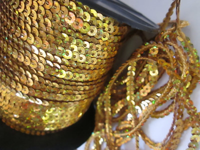 229 8/12ft Sequins Trims Tip Gold Holo Washable 0,19€ / Meter | eBay
