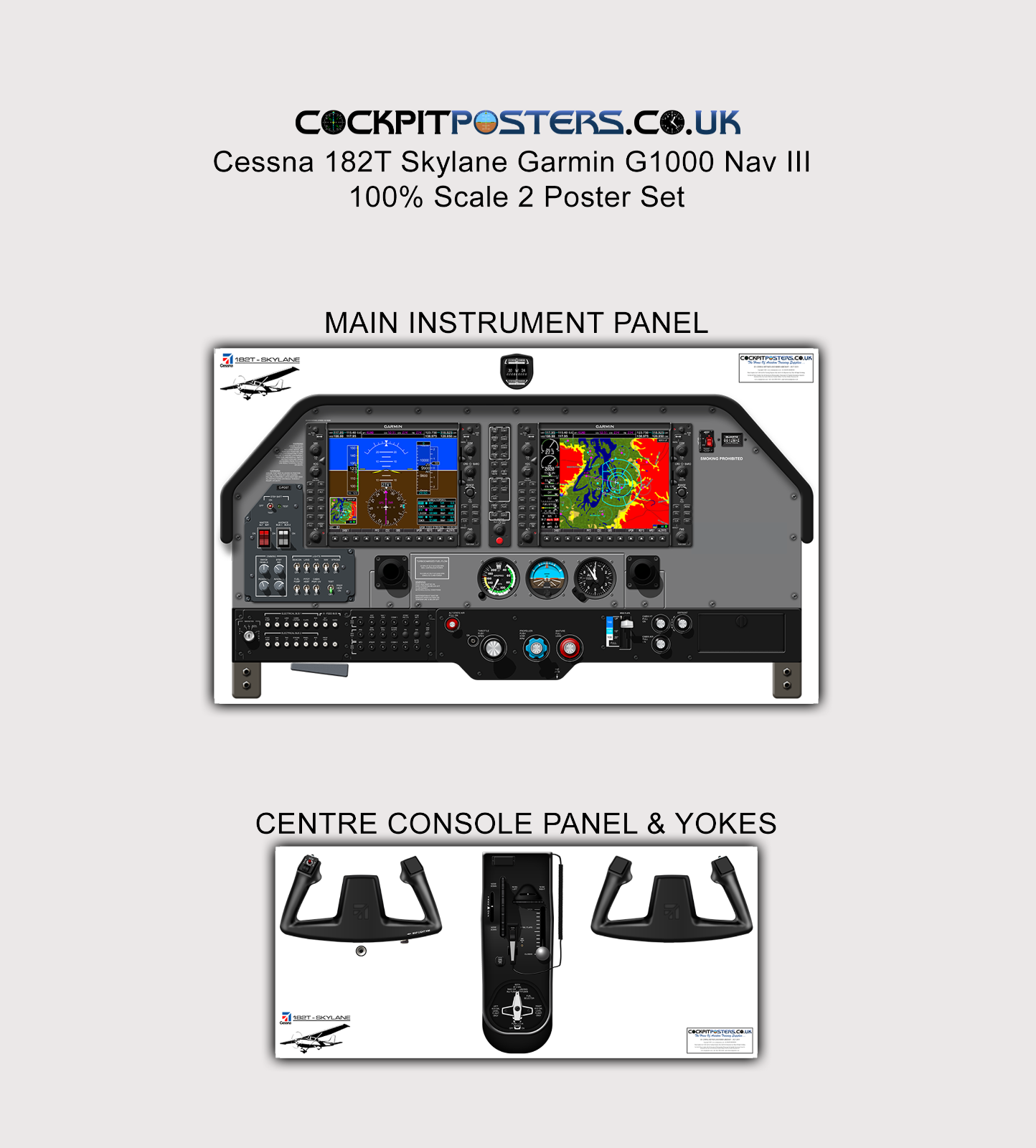 Cessna 182T Cockpit Poster - C182T Skylane with Garmin G1000 built-in ...