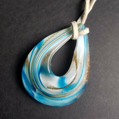 Fashion women pendant necklace jewelry. White leather string. Never ...