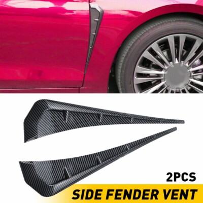 2pcs Carbon Fiber Car Side Fender Vent Air Wing Cover Trim Exterior ...