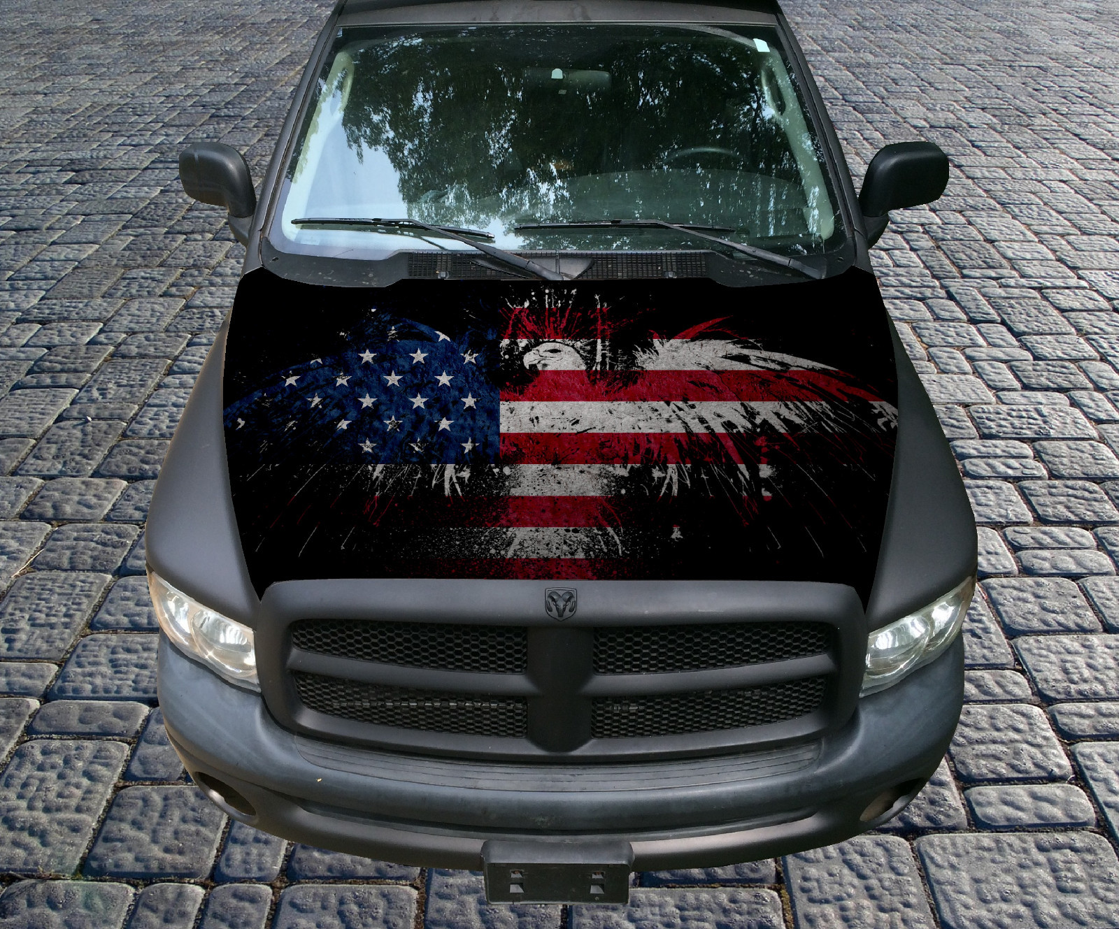 H51 AMERICAN FLAG EAGLE Hood Wrap Wraps Decal Sticker Tint Vinyl Image ...