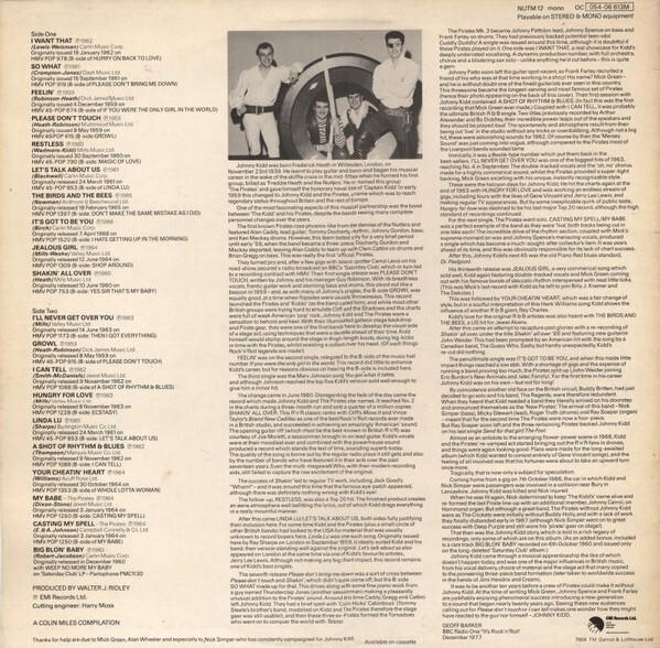 JOHNNY KIDD AND THE PIRATES The Best Of Vinyl Record Album LP EMI 1977 ...