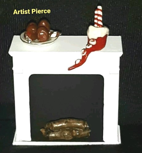 Dollhouse miniatures Christmas Fireplace With Plate Of Homemade Candy ...