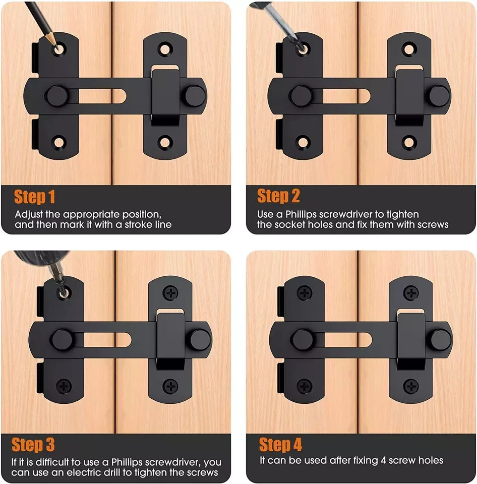 Stainless Steel Gate Latches Bar Flip Latch Safety Door Bolt Lock ...