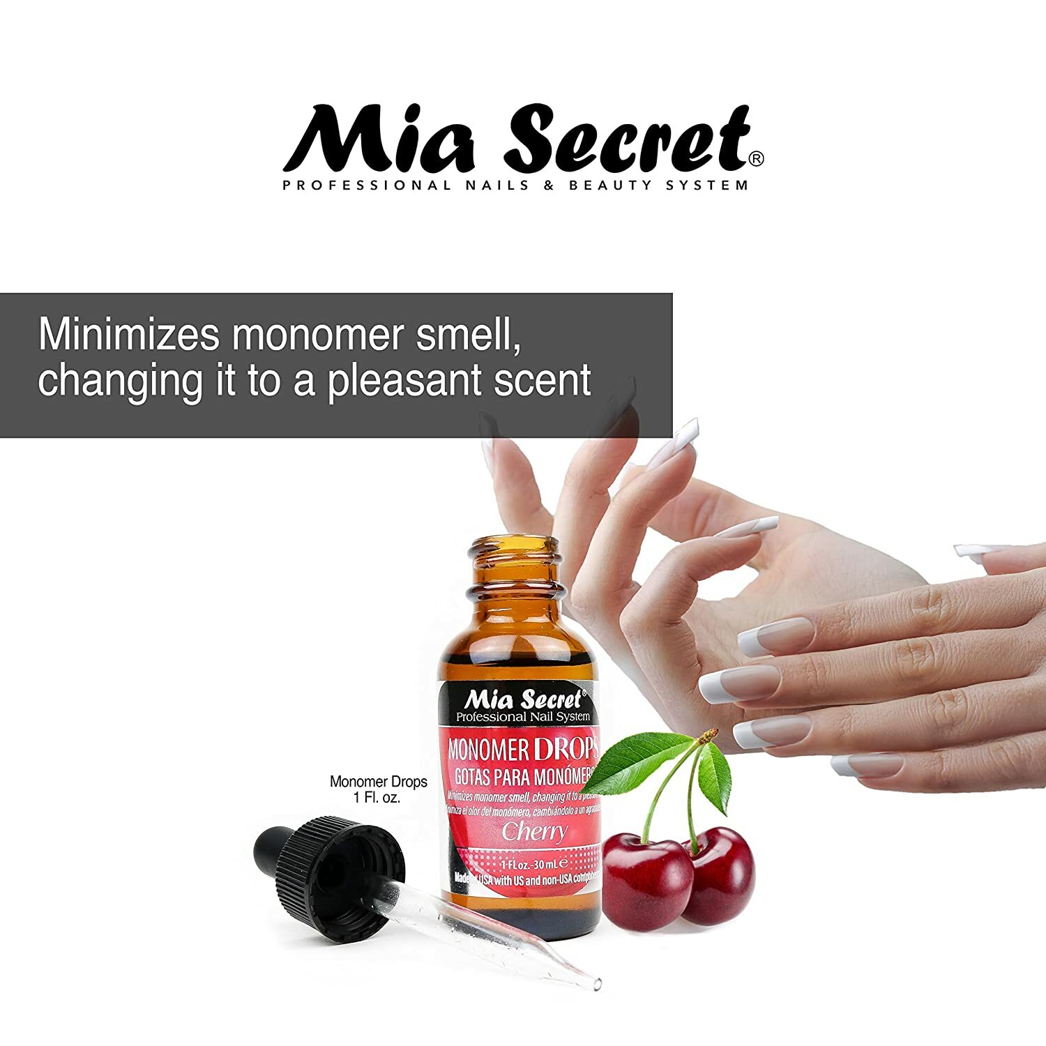 Mia Secret Liquid Monomer 4oz/8oz/16oz/32oz and CHERRY Scent Drop 1oz ...