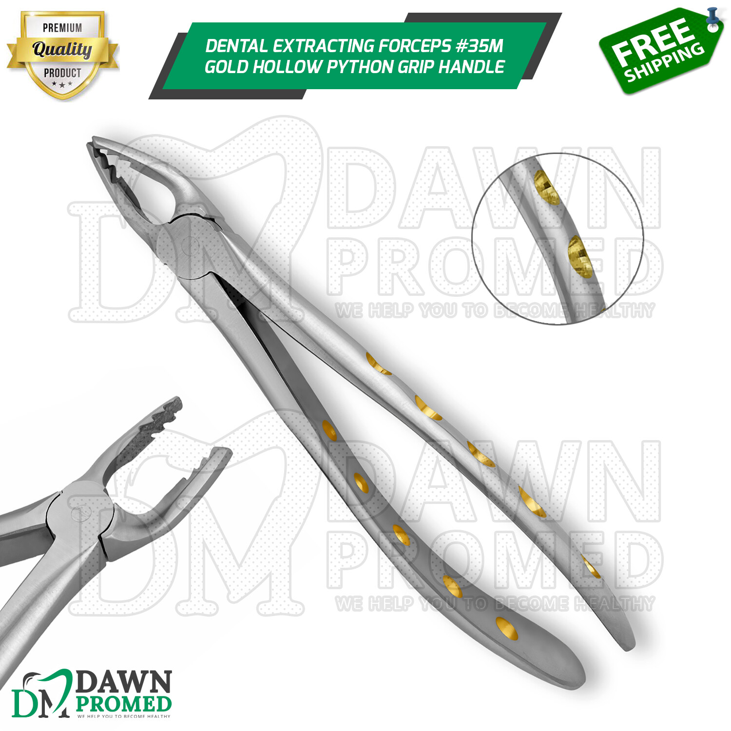 Dental Extracting Forceps Gold Hollow Python Grip Dentist Instruments ...