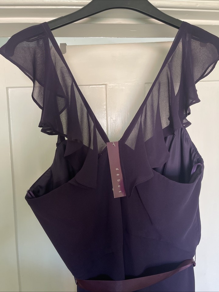 BNWT Debut Prom/ Ball Gown , Purple, Frill Shoulder, Ribbon Belt, Size ...