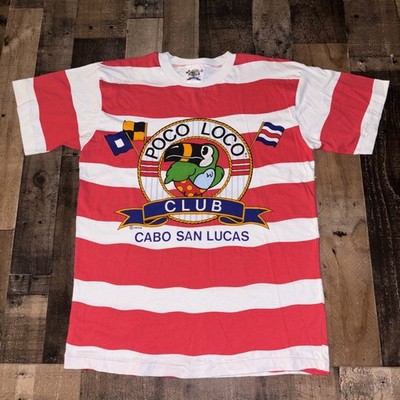 Vtg 90’s Poco Loco Club Cabo San Lucas Striped T-Shirt Red White ...