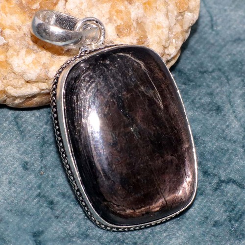 925 Silver Plated Hypersthene Pendant Handmade Jewelry Size 2.1" AU ...