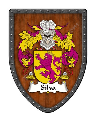 Silva Coat of Arms Spanish Hispanic Family Crest Shield SH503P-DG-HG | eBay