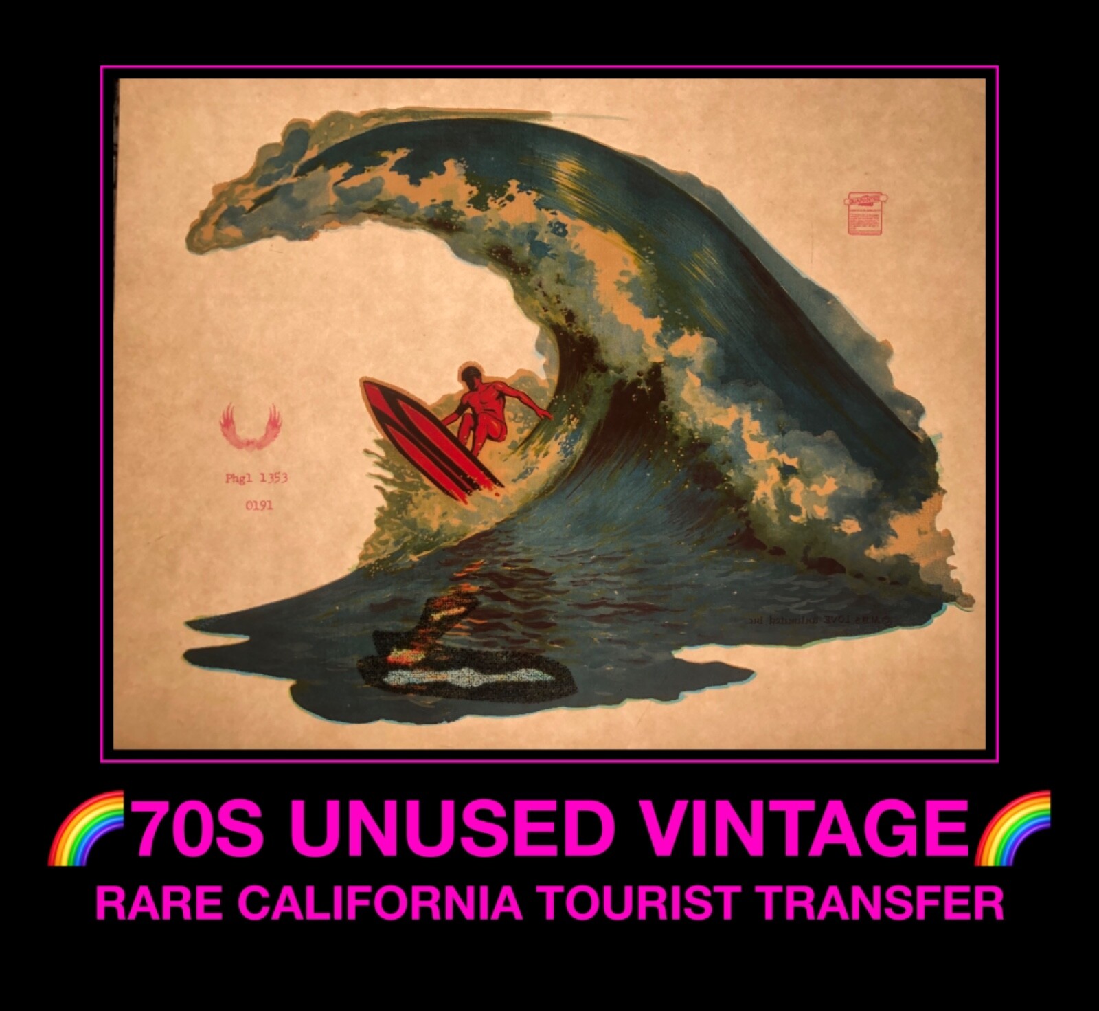 vtg 70s Surf Surfing op Beach Ocean California Hawaii… - Gem