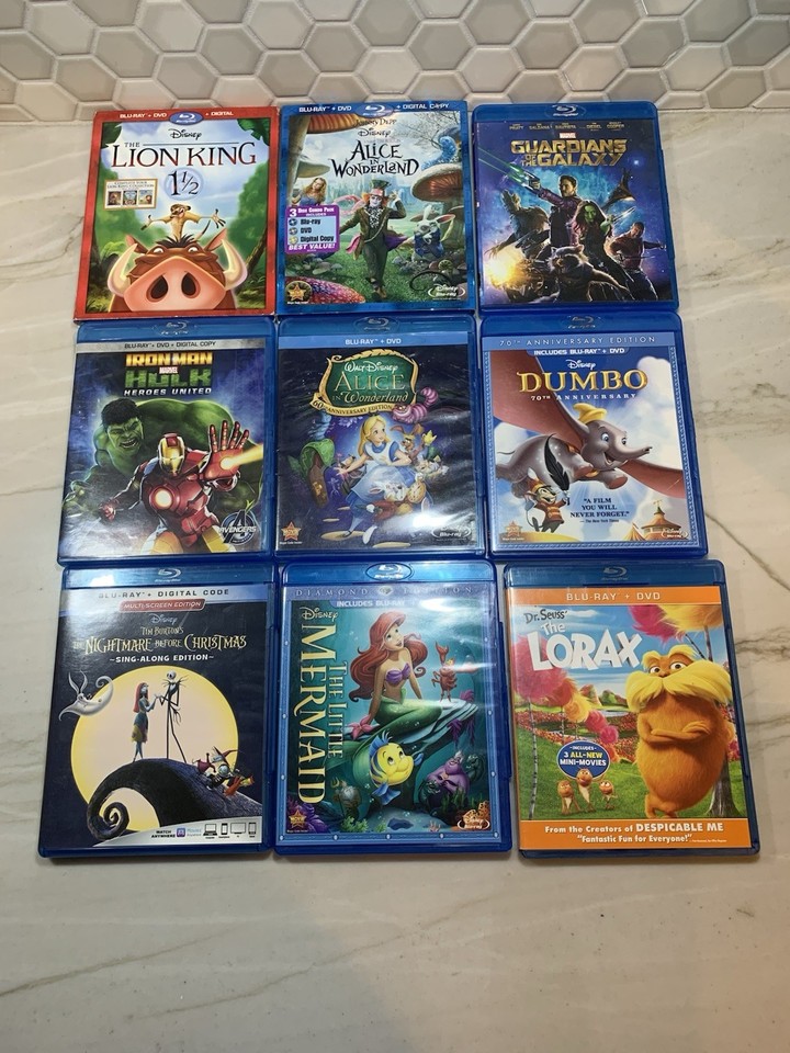 Bundle Lot Of 9 Blu-Ray/DVD Combo Sets Assorted Kids Movies Disney ...
