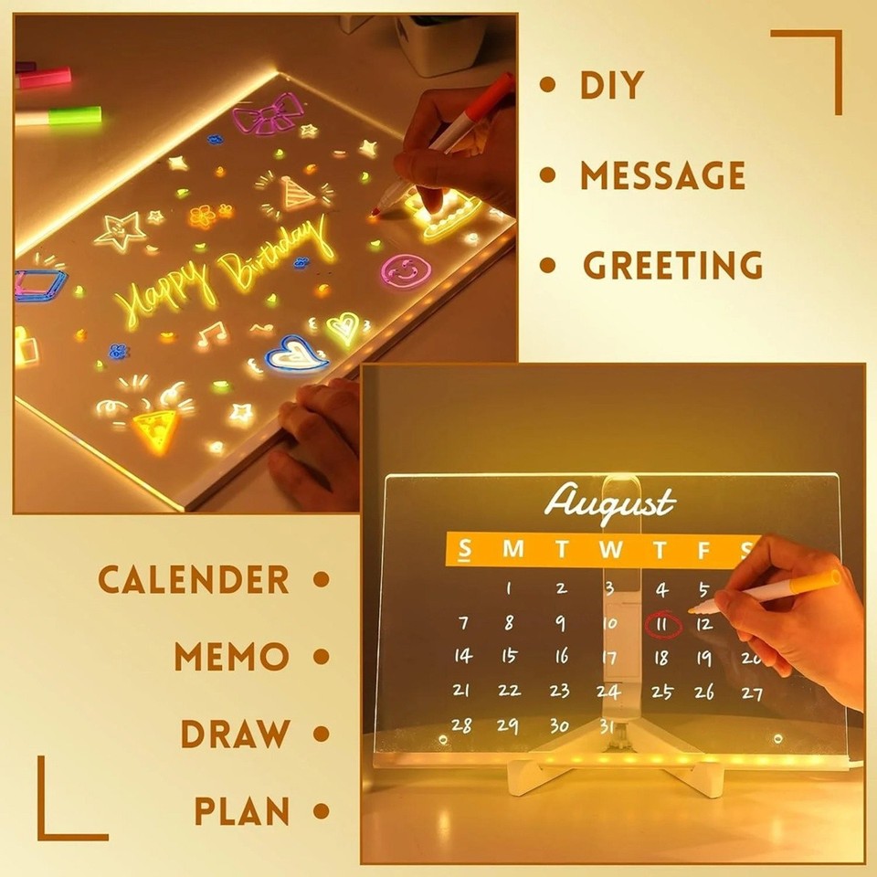 LED Writing Board LED Note Board 7 Colors Pens Big-30x20CM B8T35145 ...