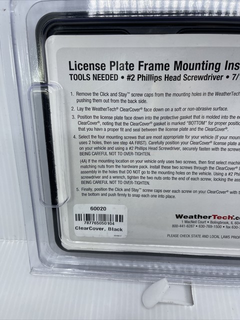 WeatherTech Clear Cover License Plate Brushed Stainless 60027 for sale ...