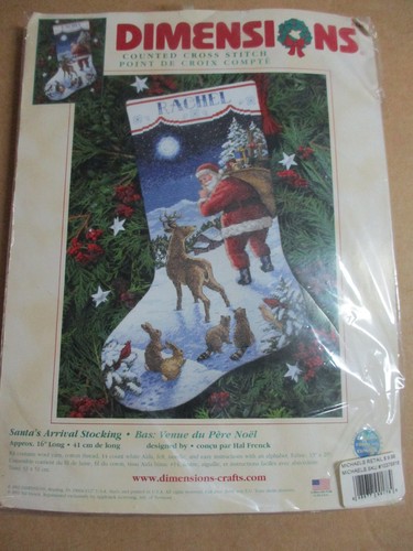 Dimensions 2002 Santa's Arrival Christmas Stocking Cross Stitch Forest ...