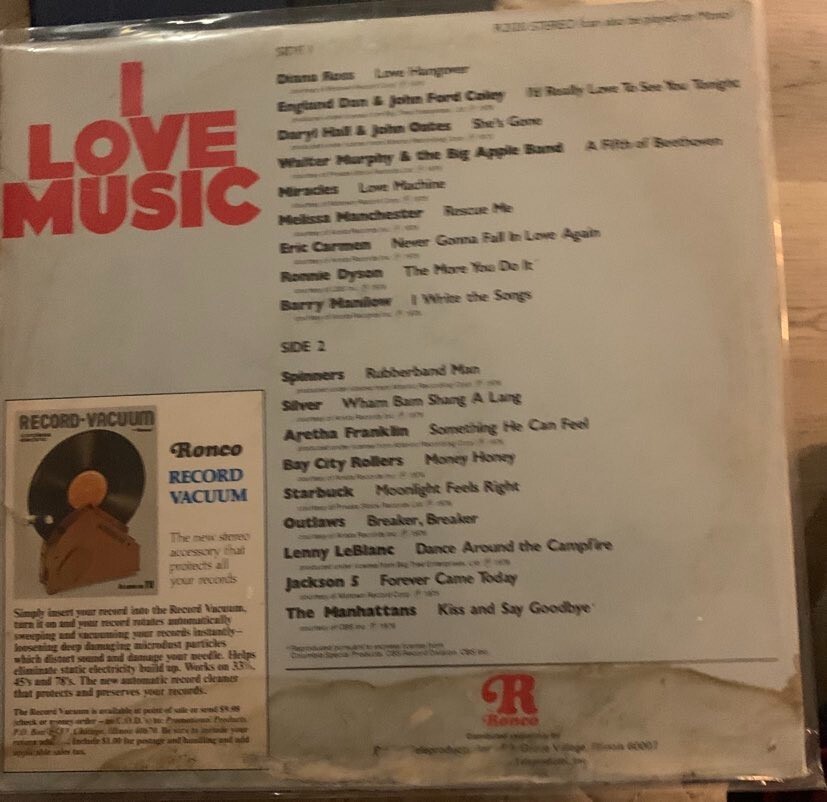Ronco Presents I Love Music - Original Hits by Original Stars - LP 12 ...