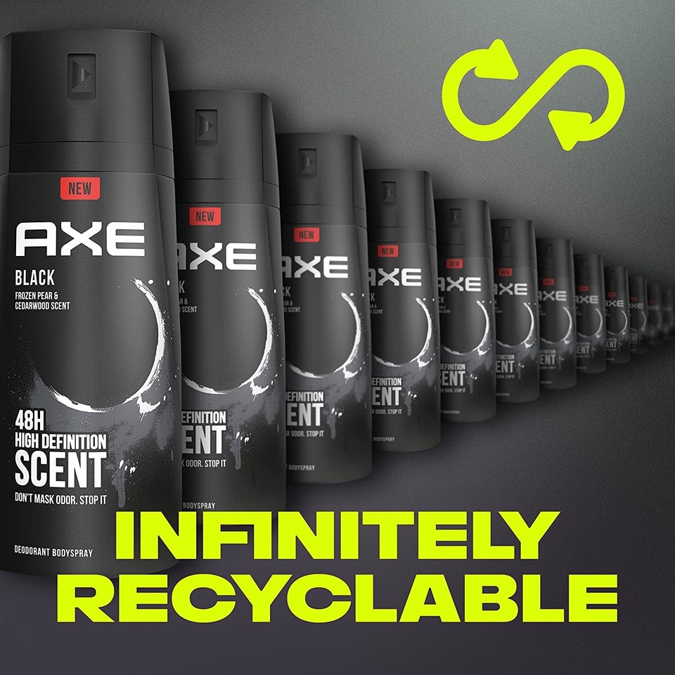 Axe Spray Black Men Deodorant Body Protection Frozen Pear 150ml (5 oz ...