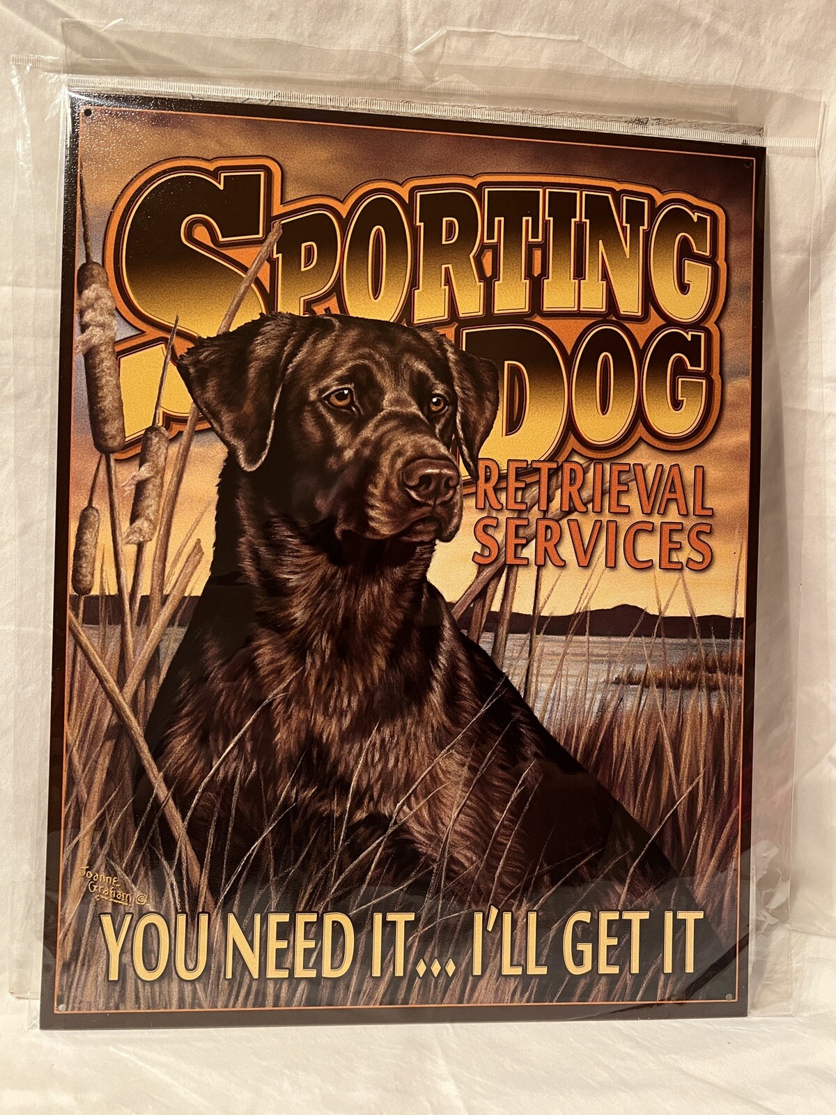 New Tin Sign- Sporting Dog Retrieval Services- Black Labrador- Made in ...