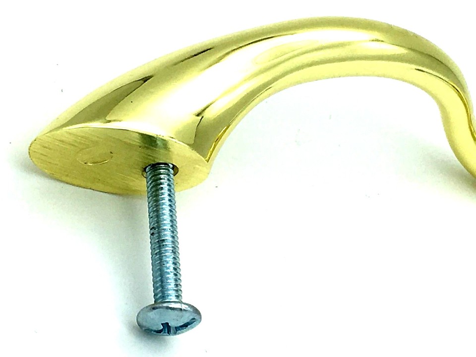 WAVY HANDLES 128mm polished brass cupboard door cabinet drawer pull ...