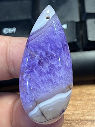KU84286 48x22x7mm Purple/white Druzy Geode Agate Teardrop Pendant Bead ...