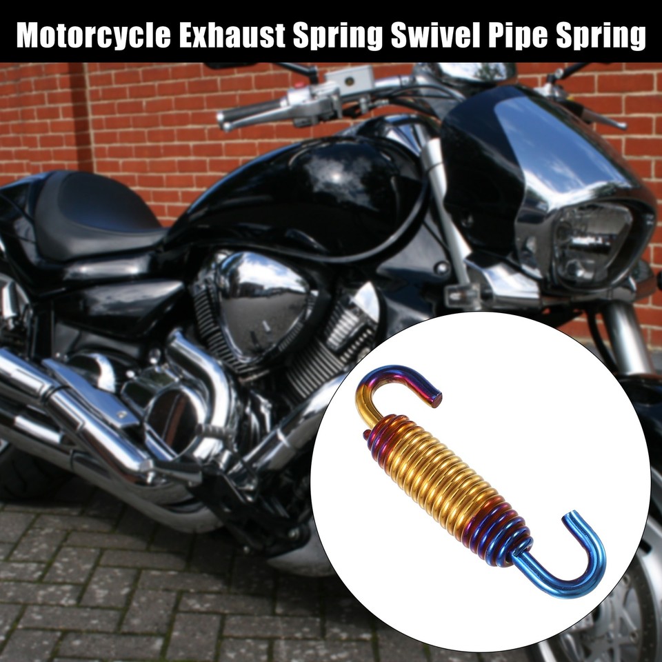 2 Pcs Motorcycles Exhaust Pipe Spring 58mm 2.28" Stainless Steel Gold ...