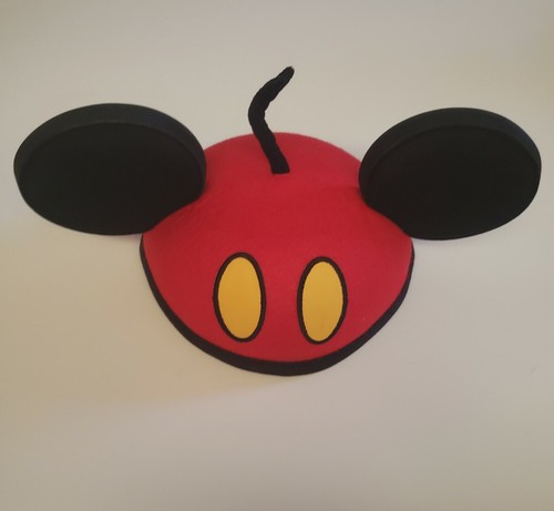 Classic Disney Mickey Mouse Ears Hat Red with Buttons & Tail One Size ...