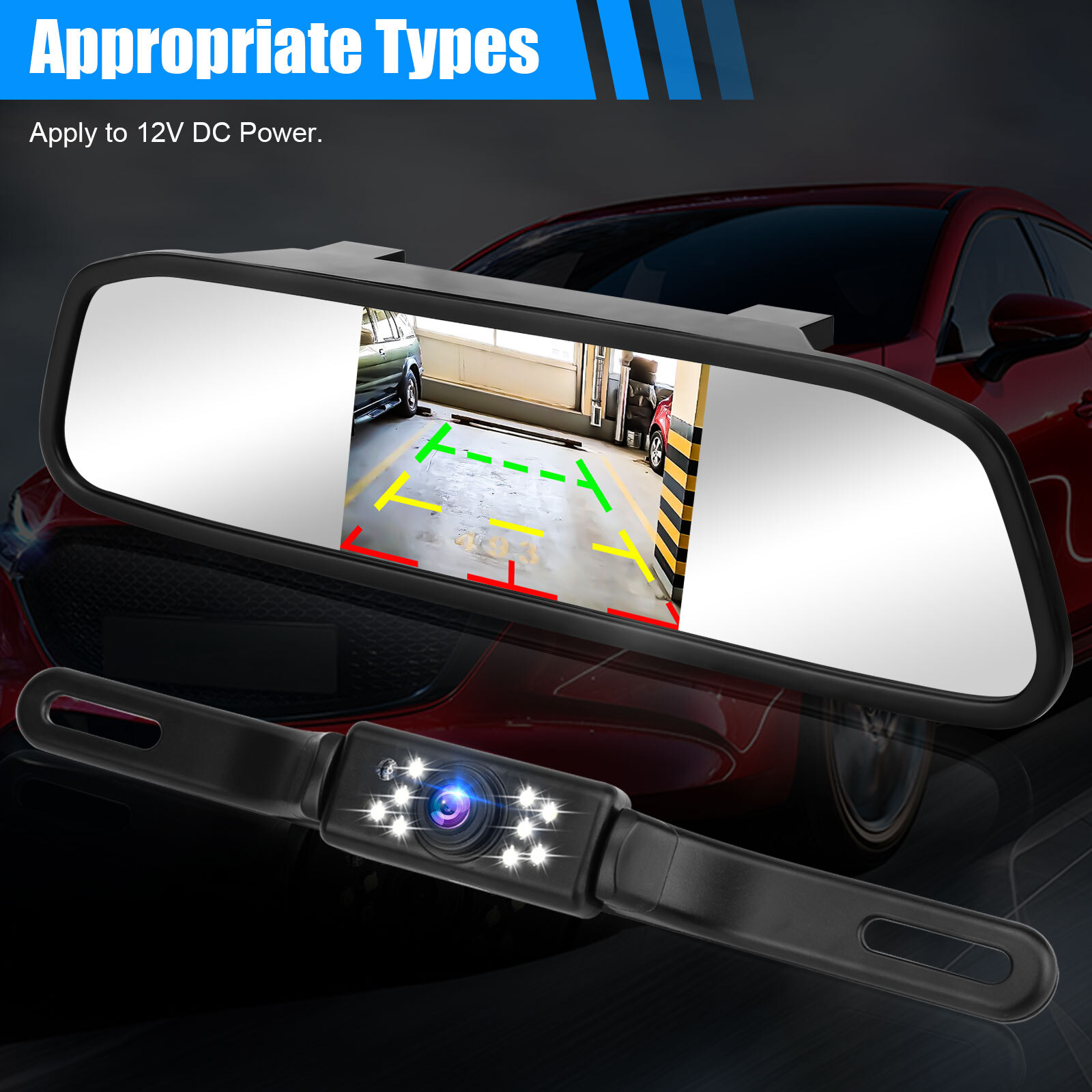 5" HD Backup Camera Mirror Car Rear View Reverse Night Vision Parking ...