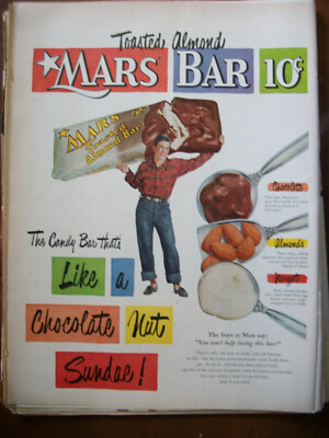 1951 VTG Orig Magazine Ad Mars Candy Bar That's Like A Chocolate Nut ...