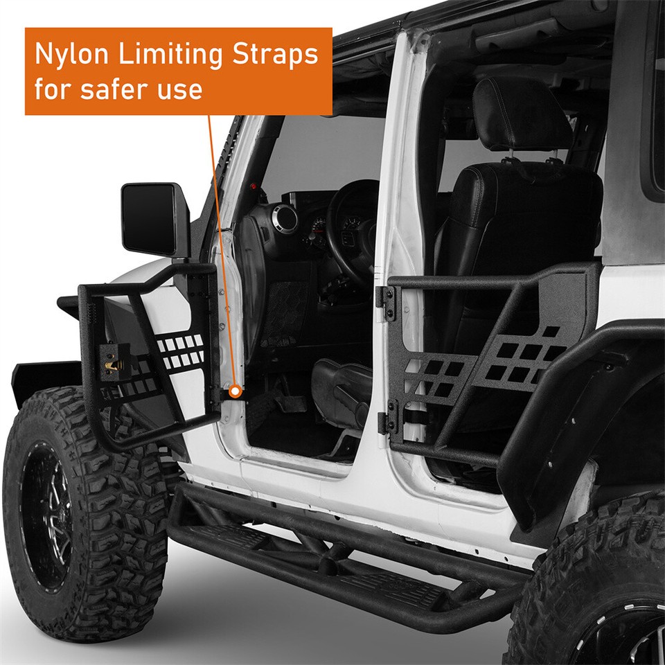 Rock Crawler Tube Door + Rear View Mirror Set for 07-18 Jeep Wrangler ...