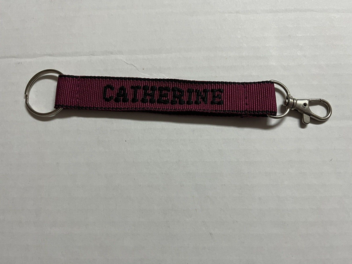 Catherine Embroidered Name Strap Key Rings Keychains with Clasp purple ...