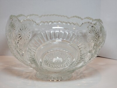 Vintage L E Smith Cut Glass Pinwheel & Stars Large Punch Bowl ONLY | eBay