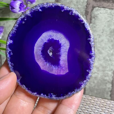 Natural Polished Brazilian Agate Geode Slab / Slice stripe Waterlines ...