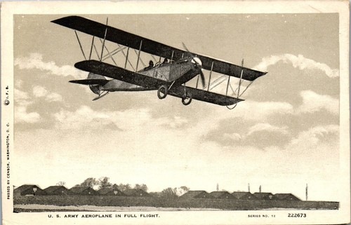Vtg WWI Aviation Airplane Postcard Aeroplane US Army Full Flight Passed ...