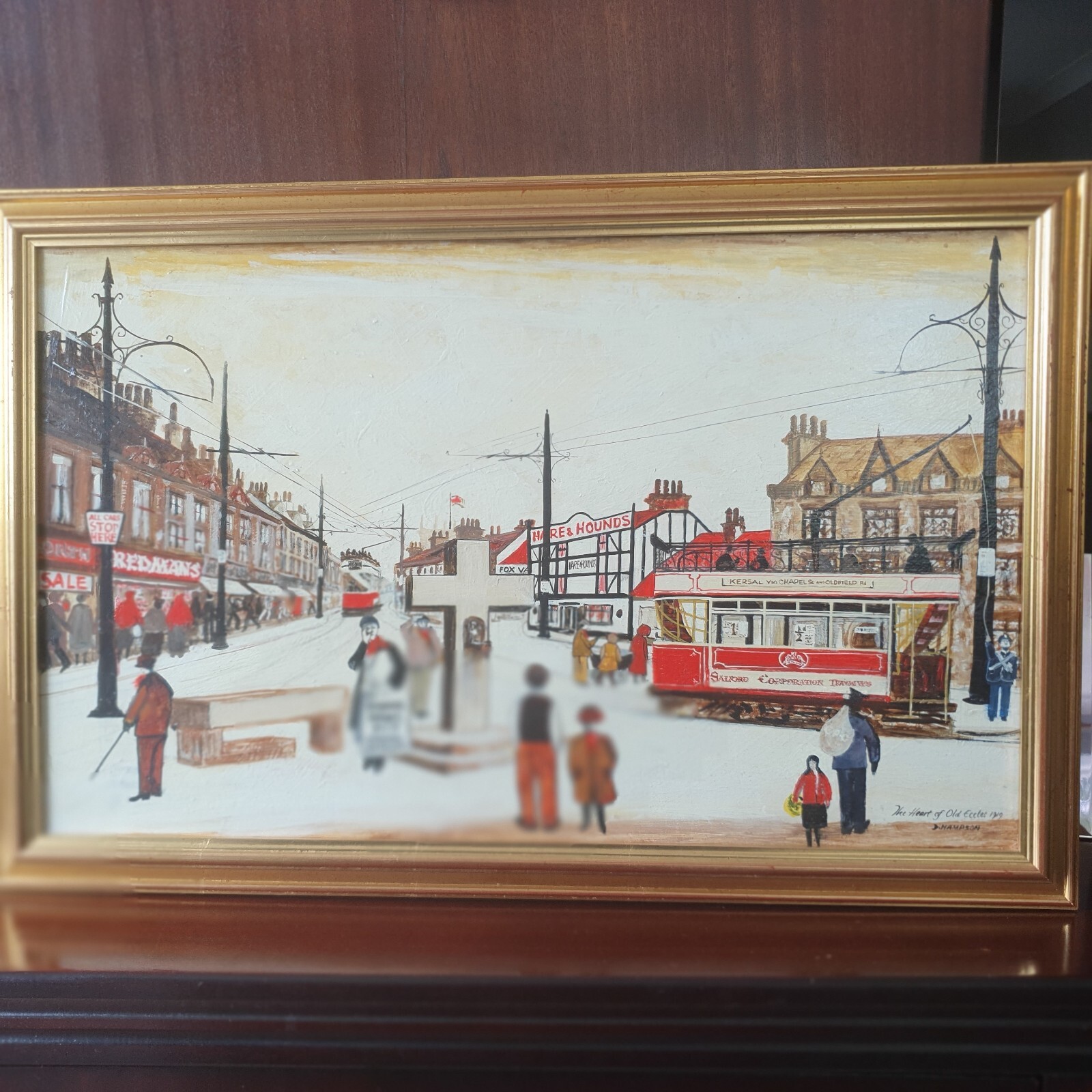 vintage original oil painting--"THE HEART OF OLD ECCLES "-- signed: D ...