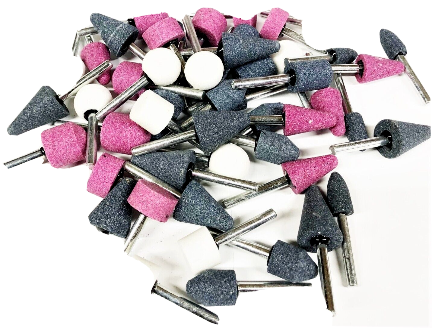 50pc Mounted Grinding Stone Assortment 1/4" Shank, 10 Different shapes ...