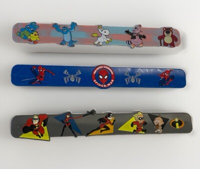 3 DISNEY Parks Silicone Slap Bracelet Spider-Man, Incredibles, Monsters ...