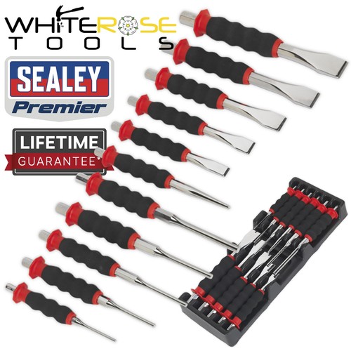 Sealey Sheathed Punch and Chisel Set 11pc Premier 3-8mm Punches 12-24mm ...