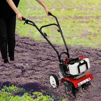 52CC 2Stroke Mini Tiller Cultivator Gas Powered Rototiller Garden Farm ...
