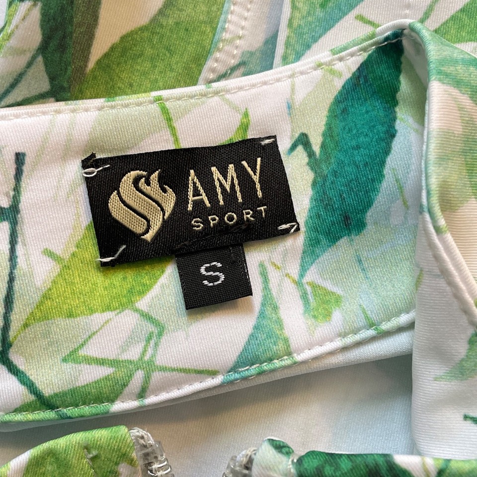 Amy Sport Jems Jacket Green White Floral Leaf Womens Size Small - NWT ...