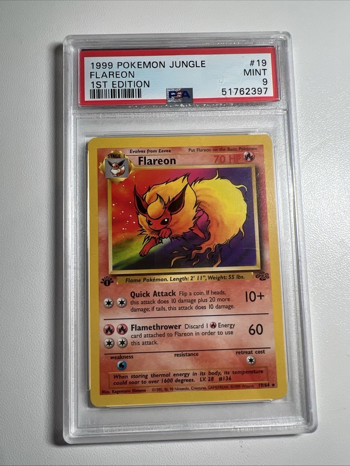 Jungle 1st Edition FLAREON #19/64 PSA 9 NON-HOLO 1999 Pokemon Card Game ...