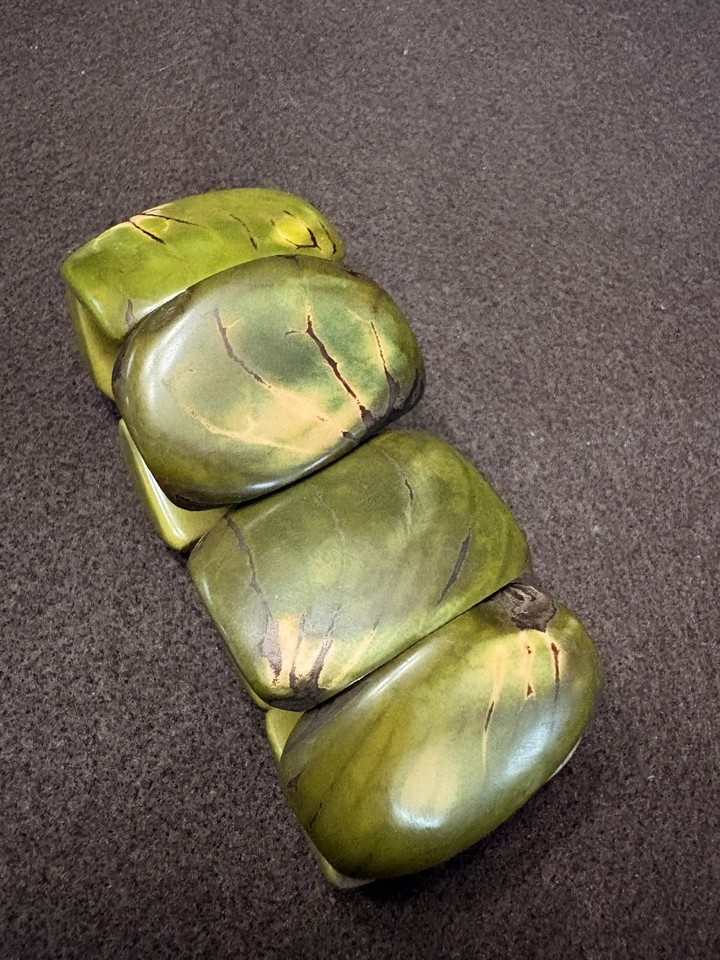 Chunky Tagua Nut Stretch Panel Bracelet, Vegetable Ivory Handcrafted in ...