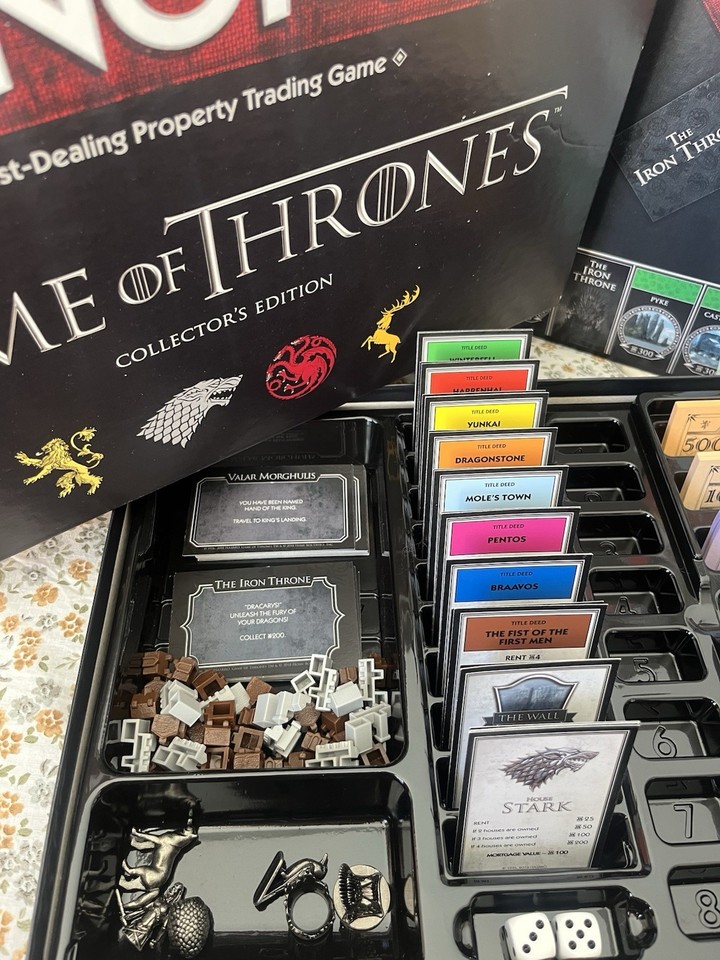 Monopoly Game of Thrones Collector's Edition Board Game Complete Set ...