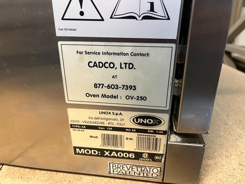 Cadco OV-250 UnoX XA006 INDUSTRIAL Counter Top Cookie Convection Baking ...