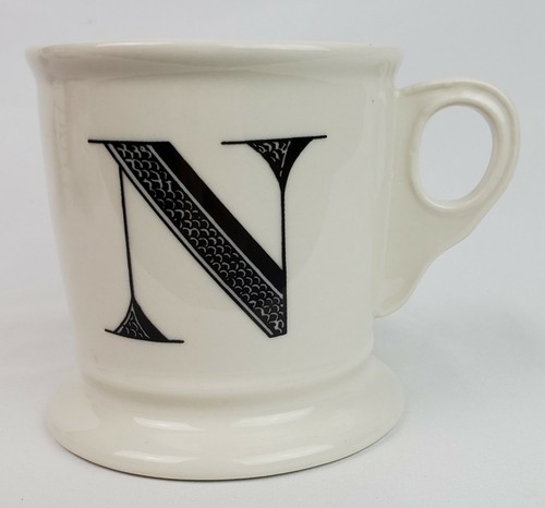 Anthropologie Monogram Alphabet Initial Mug Letter M Shaving Style | eBay