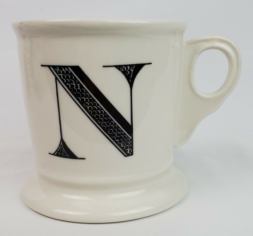 Anthropologie Monogram Alphabet Initial Mug Letter M Shaving Style | eBay