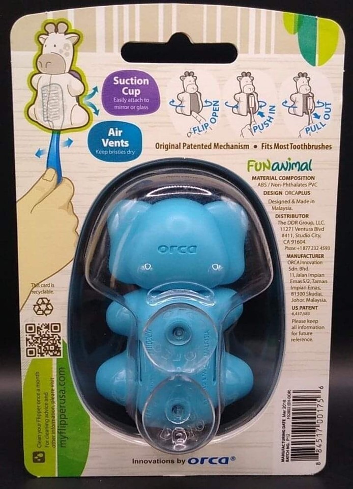 Flipper Animal World Toothbrush Holder - Elephant - Blue Dual Suction ...