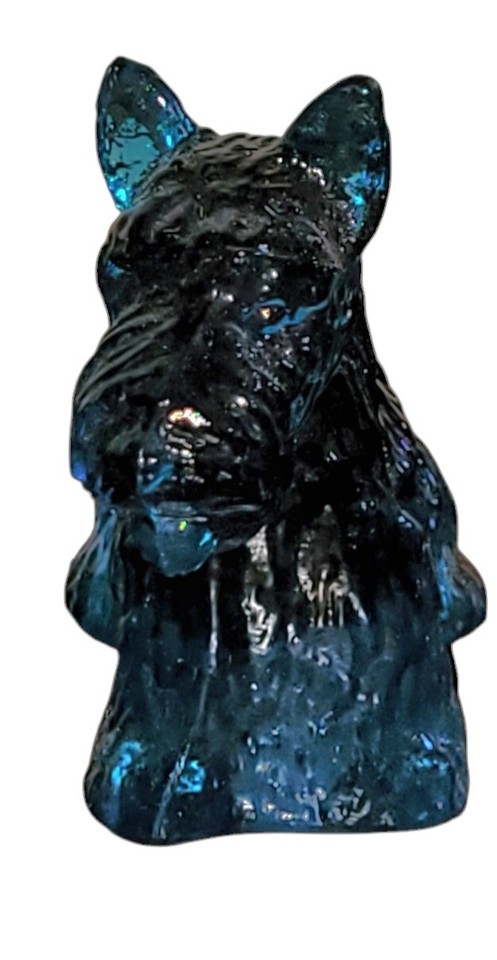 Boyd Scottie Dog Art Glass Blue Teal "Blue Flame" Duke Crystal, Vintage ...