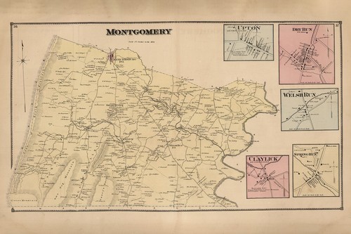 1868 Map of Montgomery Township Franklin County Pennsylvania | eBay