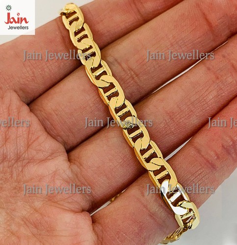 18 Kt, 22 Kt Real Solid Yellow Gold Mariner Link Chain Men'S Bracelet ...